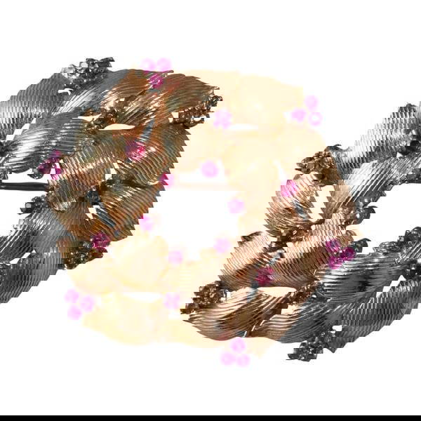 18k Gold Ruby Brooch Pin Auction