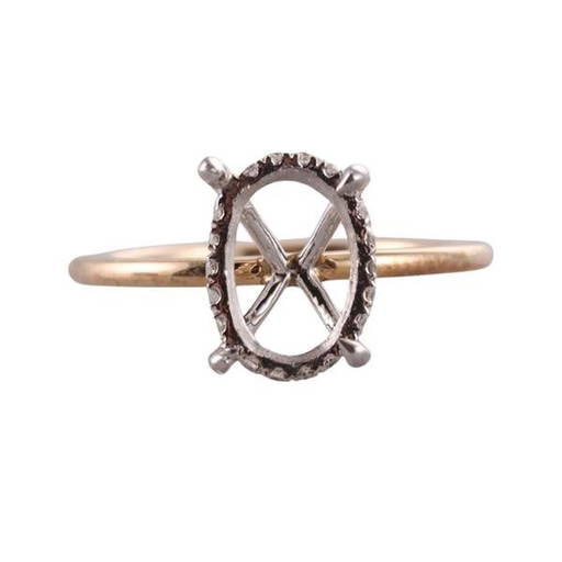 14k Gold Platinum Diamond Oval Engagement Ring Setting