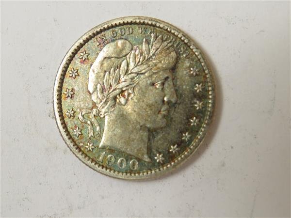 Us 1900 S Barber Silver Quarter Dollar Toned Coin