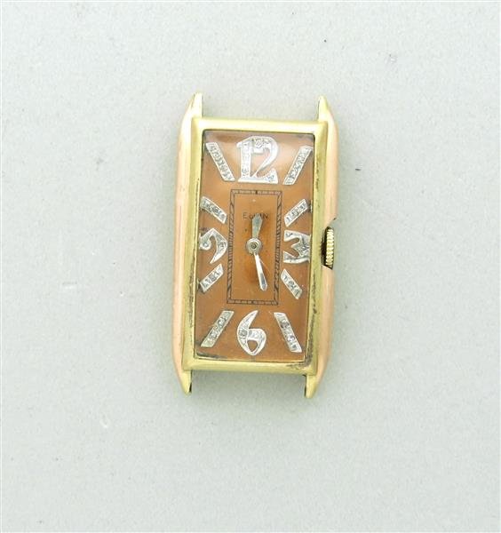 1940s 14k Gold Elgin Diamond Watch