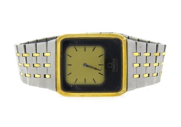Rare Omega Equinox Reversible Digital Gold Steel Watch
