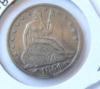 1854 W/arrows Seated Liberty Half Dollar Coin
