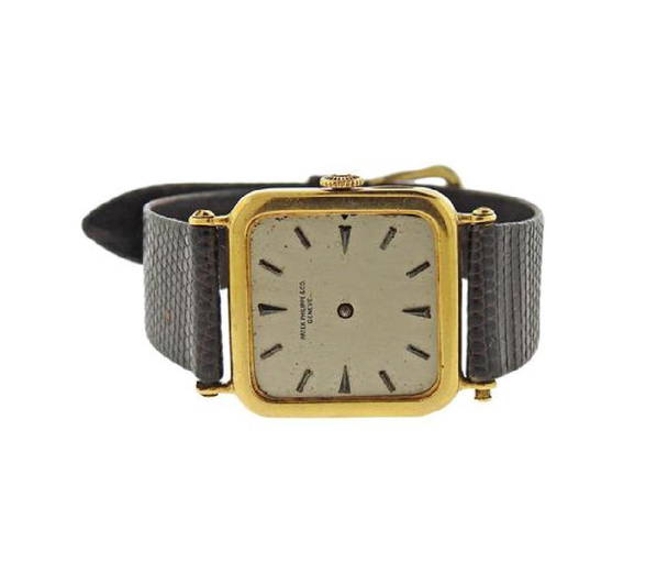 Patek Philippe 18k Gold Leather Strap Watch