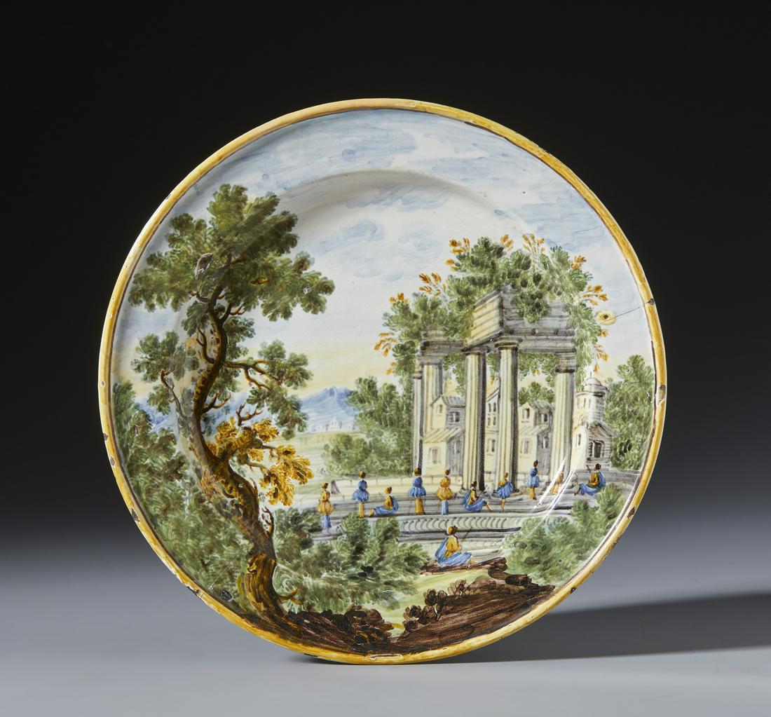 Castelli D'abruzzo, Xviii Secolo A Polychrome Maiolica Plate Depicting ...