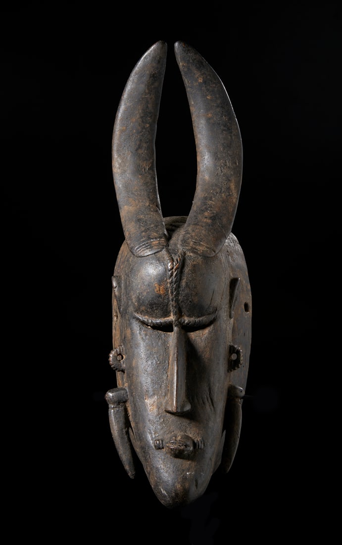 Ligbi Ghana, Costa D'avorio Anthropozoomorphic Mask. Hardwood With Dark ...