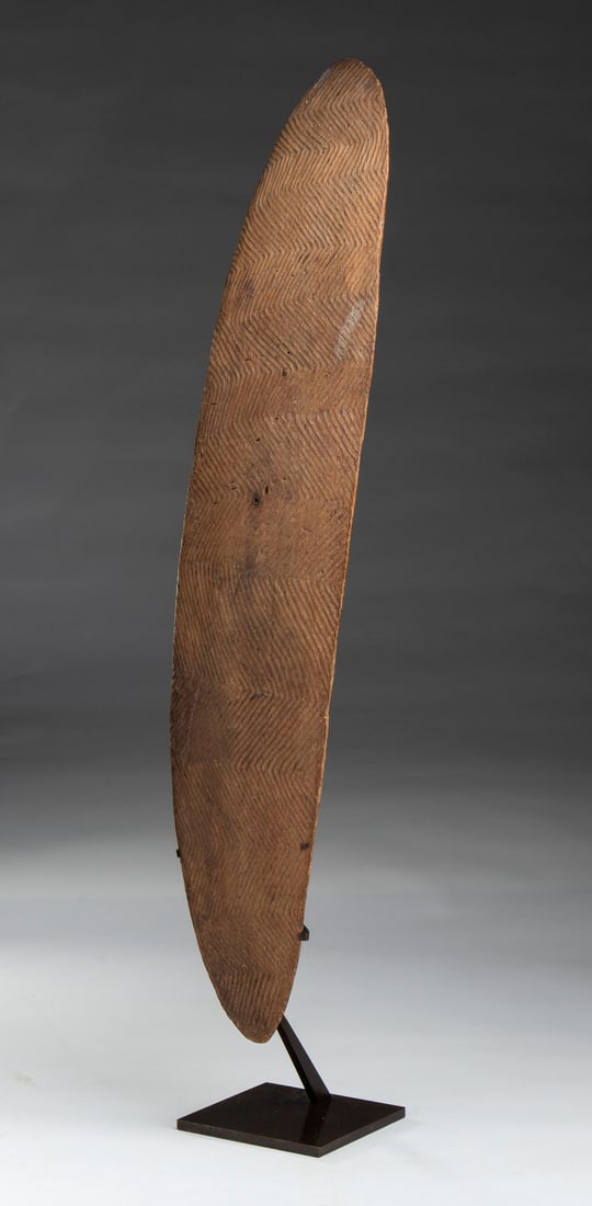 . Wooden Hunting Shield Carved With The Typical Geometric Designs Of ...