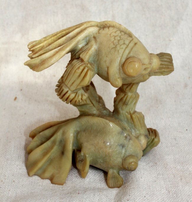 Chinese Carved Jade Koi Fish Sculpture : Lot 73