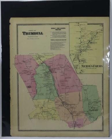 Antique "town Of Trumbull Business Directory" Map