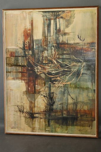 J.r. Fell "riverside" 1963 Oil Painting