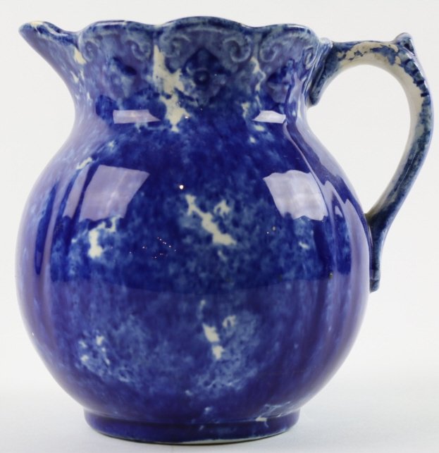 Antique Spongeware Pottery Pitcher