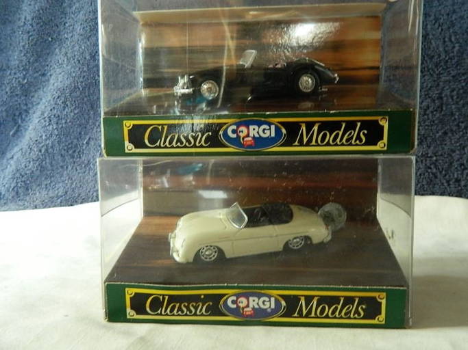 Two Corgi Model Cars: Porsche 356v, Mga Open Top