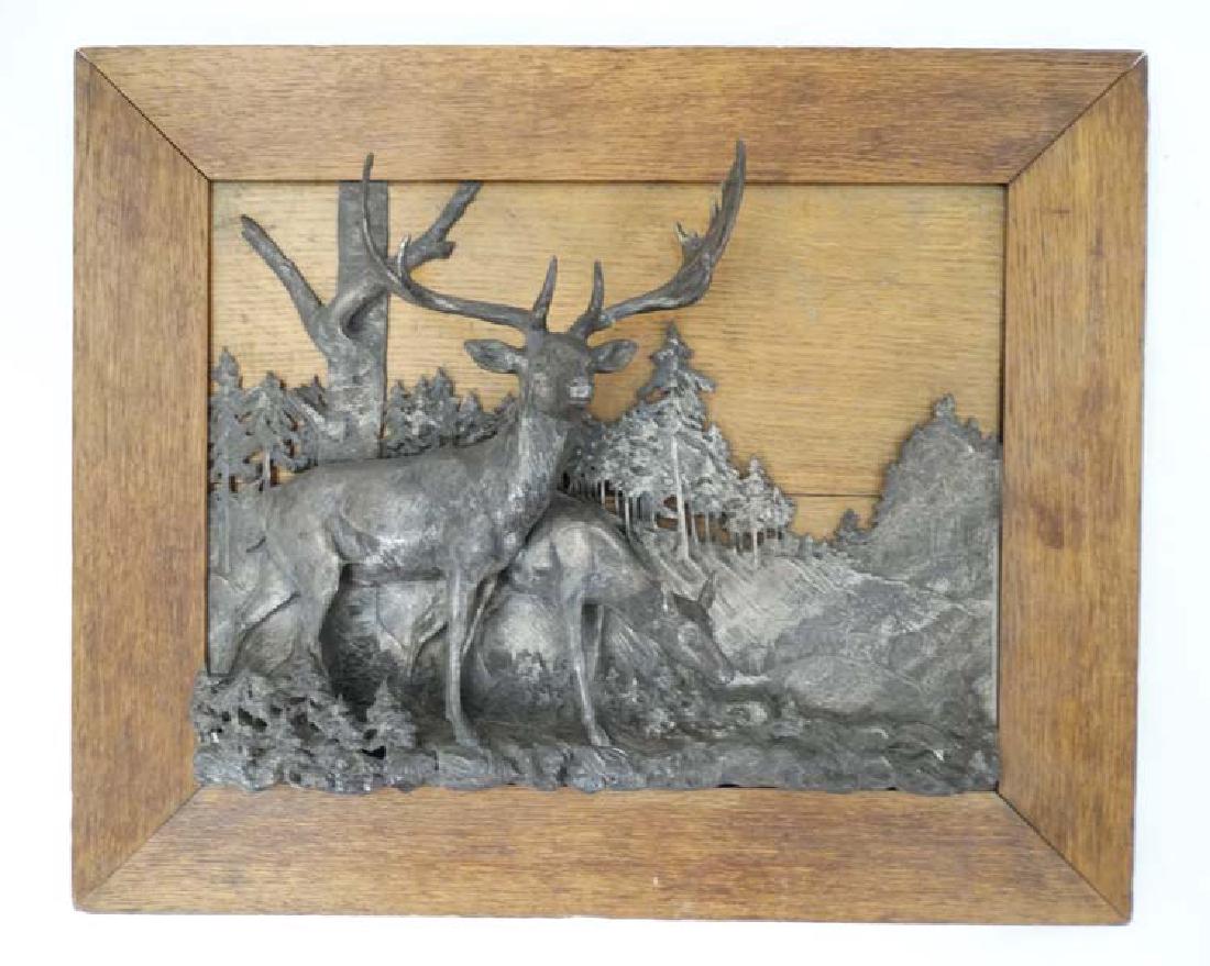 Georg G Bommer XIX-XX, Relief Sculpture plaque, Deer