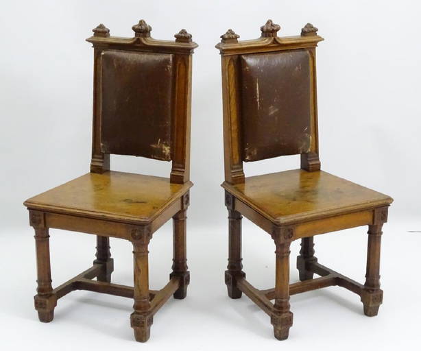 A pair of mid 19thC oak Pugin inspired chairs with - Apr 08, 2019 ...