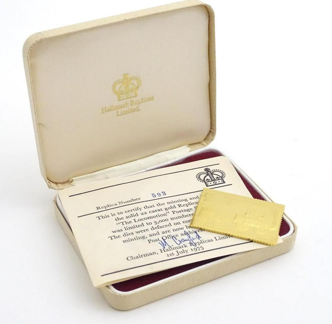A Cased 22ct Gold Postage Stamp Ingot By Hallmark