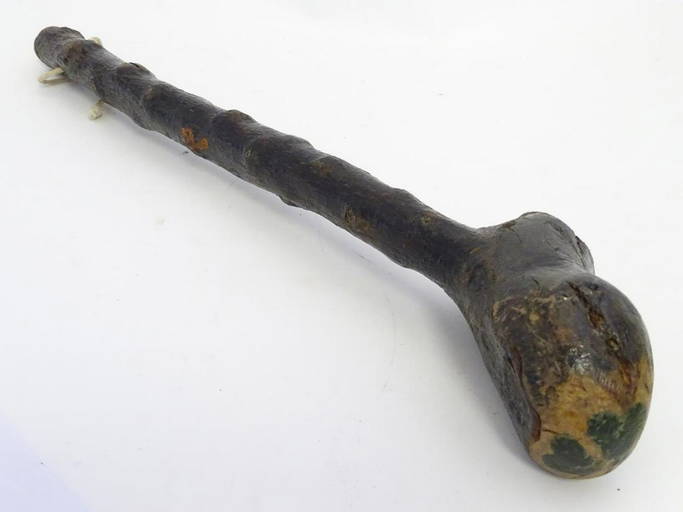An Irish Shillelagh / Club With Painted Shamrock