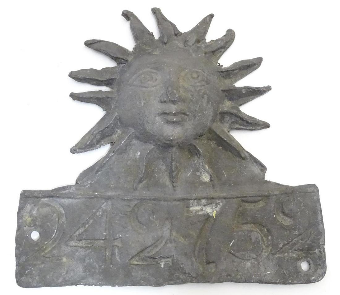 A Victorian Lead Sun Alliance Firemark Insurance Plaque