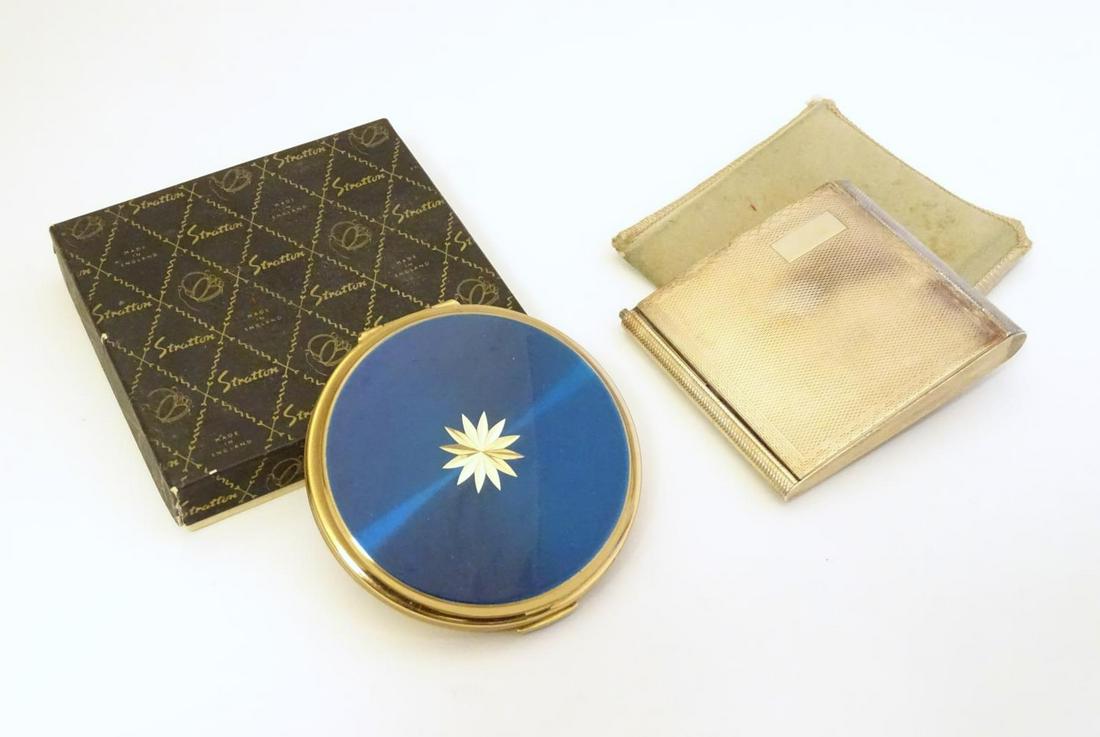Powder Compacts : A Stratton Compact With Blue And Gilt