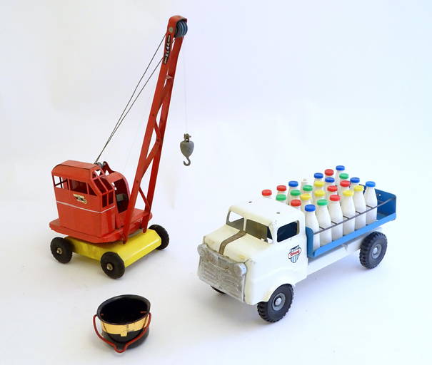 Toys: A tinplate Triang Hi-way Milk Float / truck with - Oct 07, 2021 ...