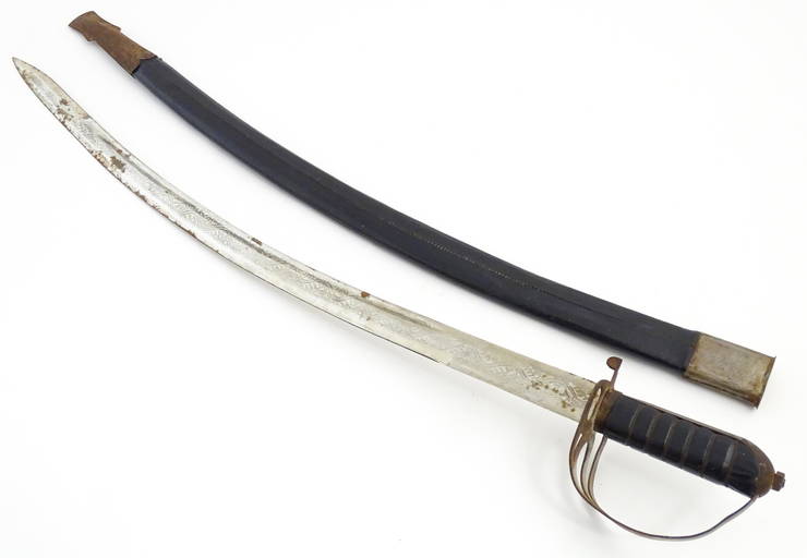 Militaria: An Early To Mid 20thc Eastern Sabre And Scabbard, Approx 37 ...