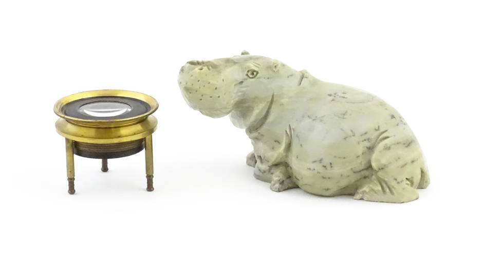 A 20thc Soapstone Model Of A Hippopotamus. Together With A Thread ...