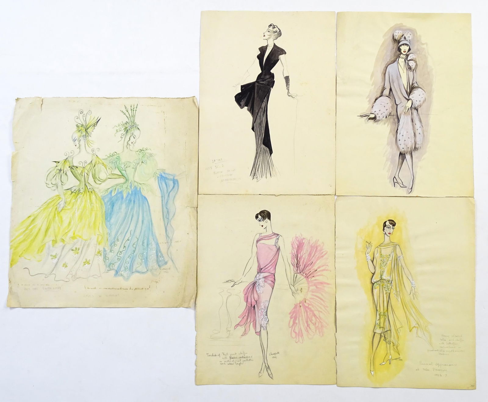William Chappell (1907-1994), Three Watercolour And Ink Costume ...