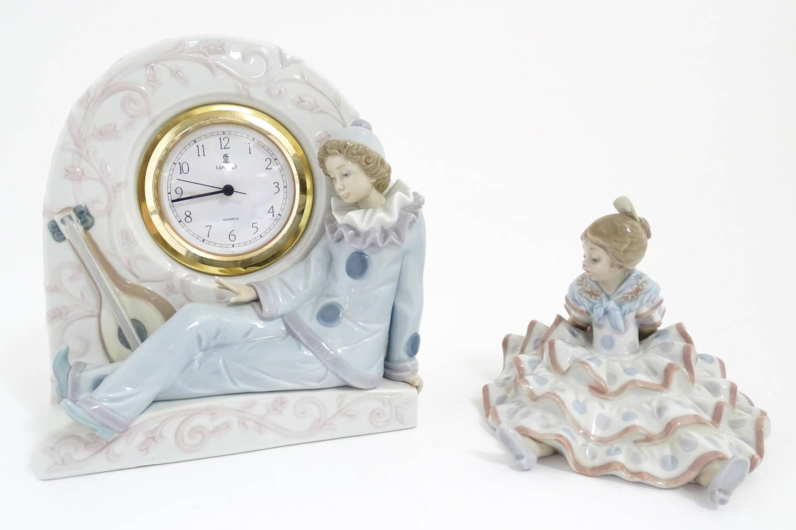A Lladro Pierrot Clock No. 5778. Together With A Lladro Figure A Time ...
