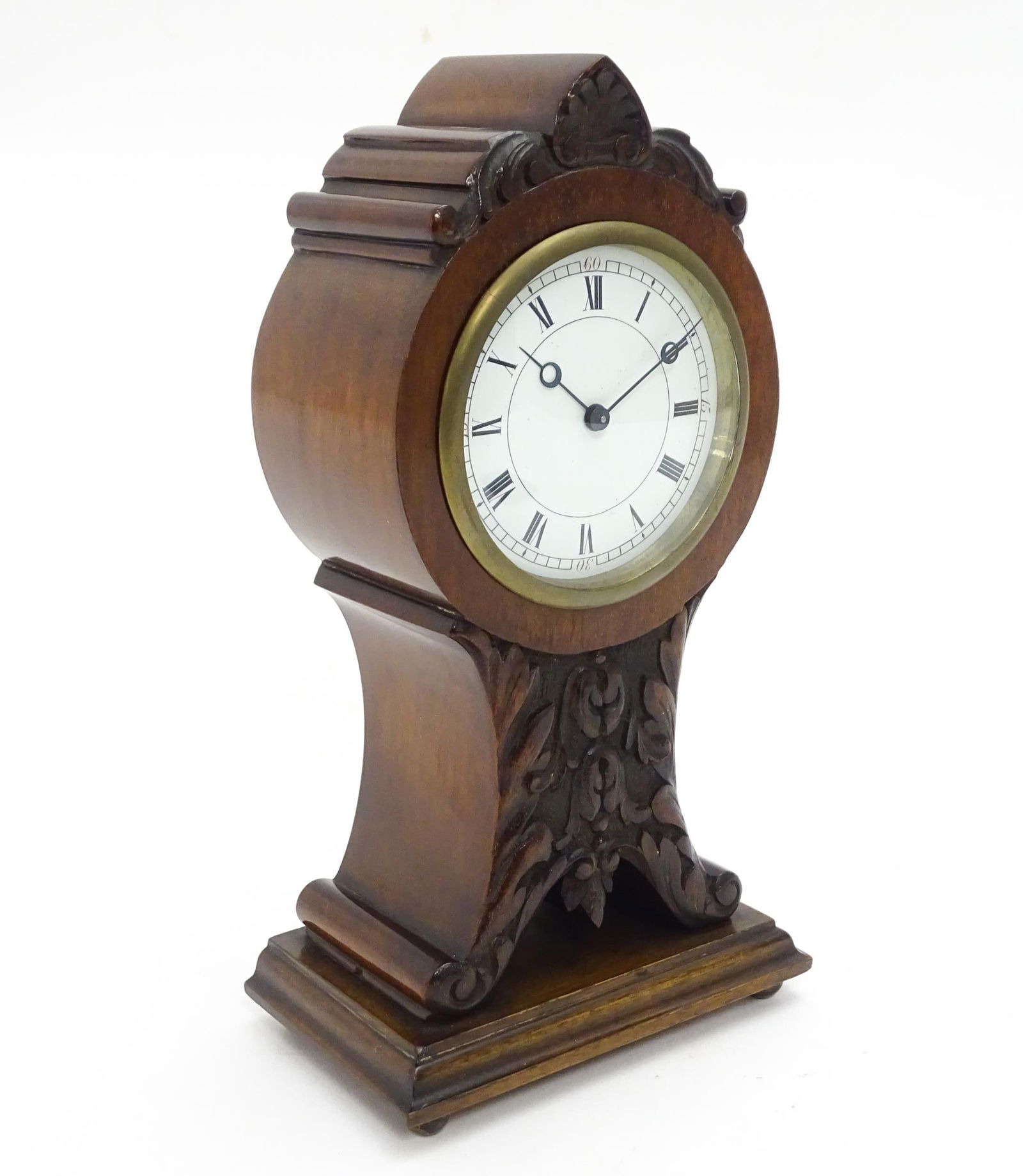 A Continental Balloon Cylinder Clock, The Mahogany Carved Case With ...