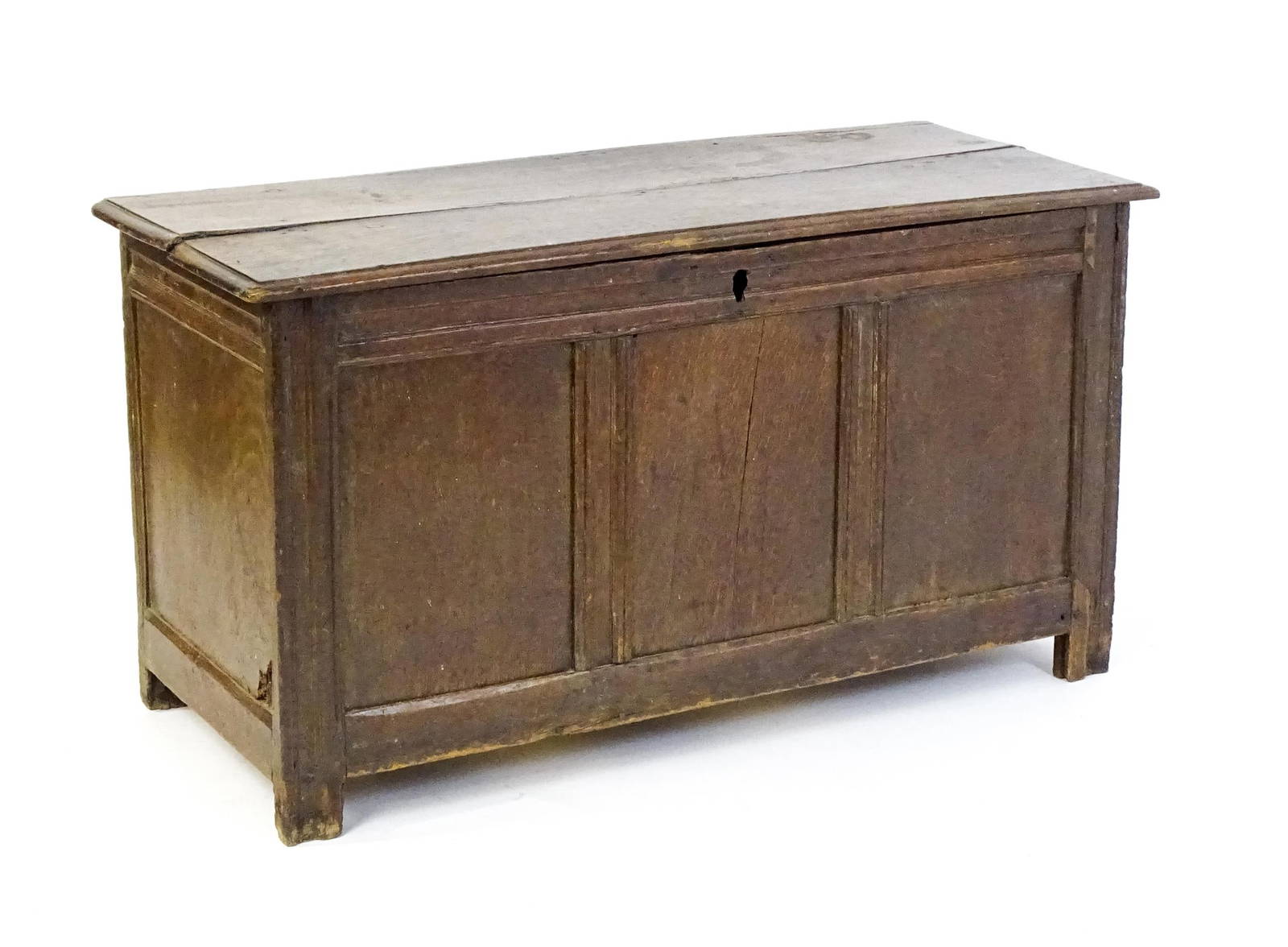 A 17thc Oak Coffer With A Panelled Front And Sides Of Peg Jointed ...