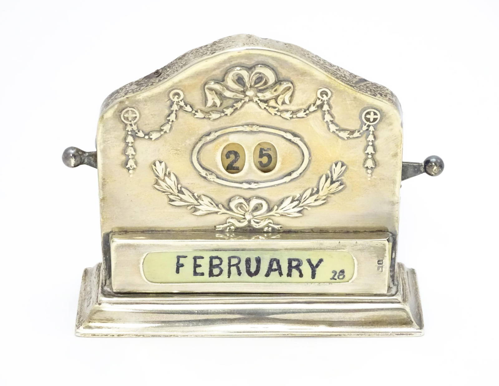 A Silver Desk Calendar With Bow And Swag Detail, Hallmarked Birmingham ...