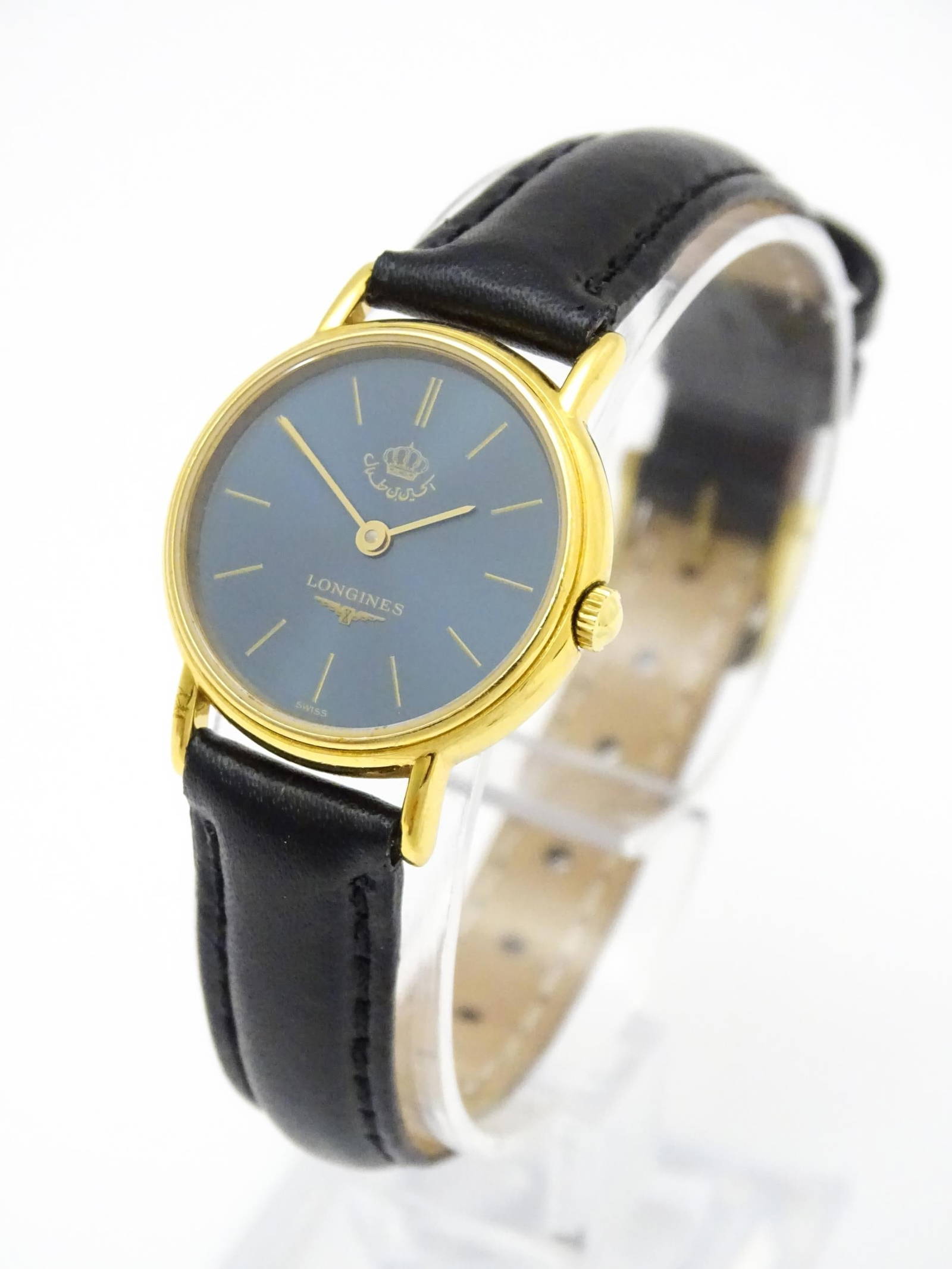 A Longines Ladies Wrist Watch. The Black Dial Bearing Jordanian Royal ...