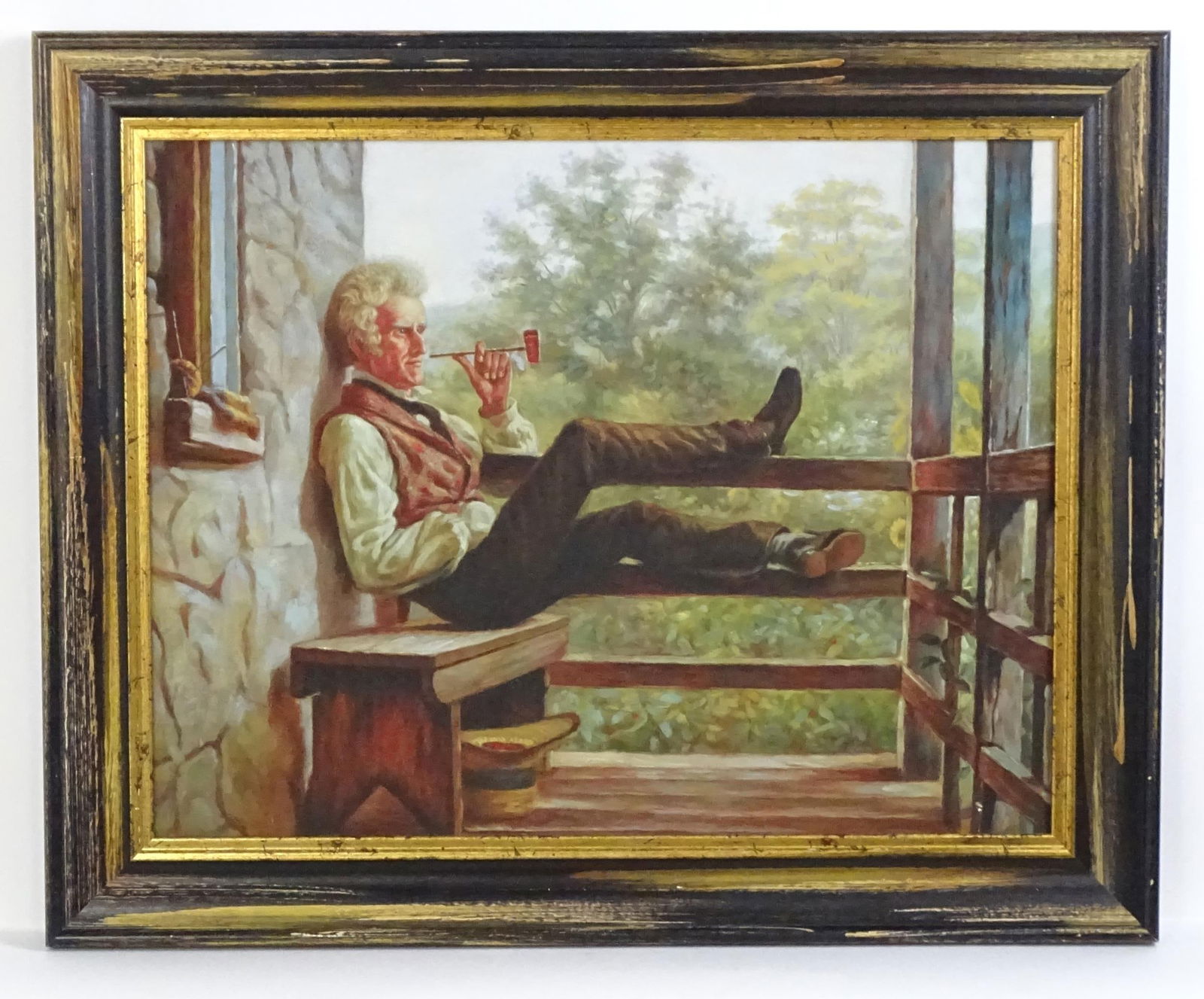 20th Century, American School, Oil On Canvas, Huckleberry Finn Smoking ...