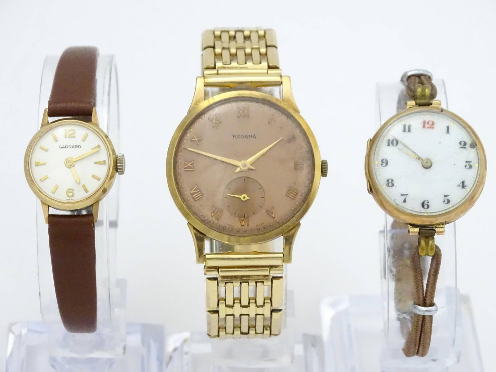 Three Various Wristwatches Comprising A 9ct Gold Cased Rodana Watch ...