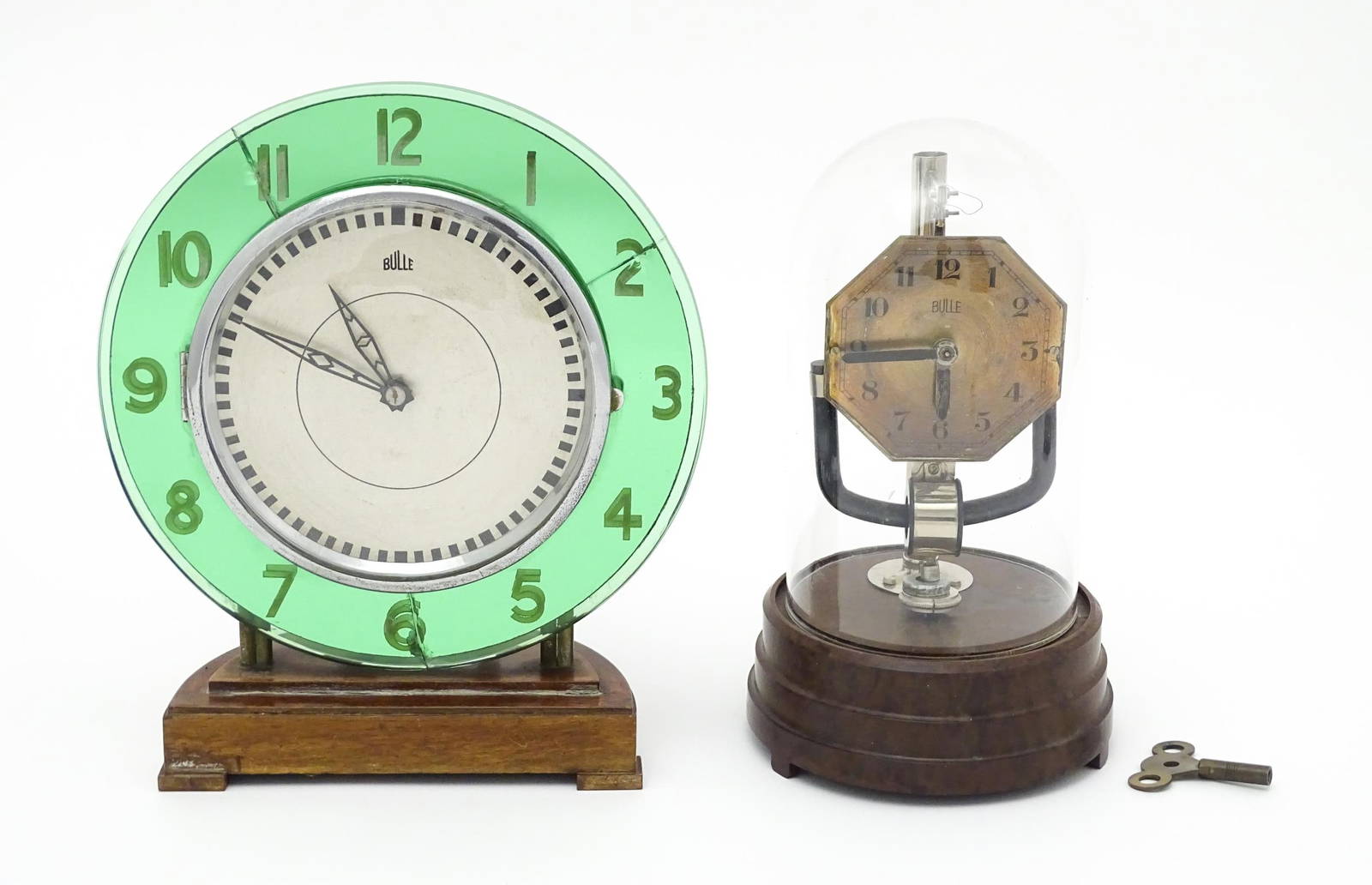 A Bulle Type Electric Clock On Bakelite Style Base. Together With A Mid ...