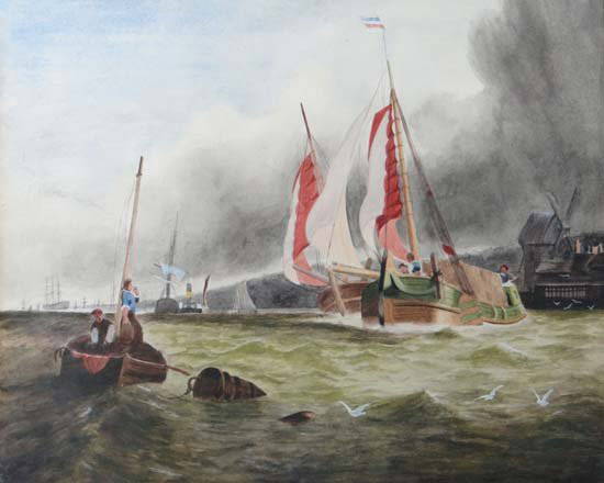 XIX Dutch Watercolour with body colour Estuary scene w - Jul 05, 2013 ...