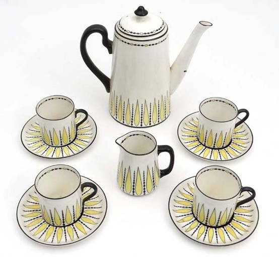 An Early 20thc Collingwood Bone China Coffee Set, 4