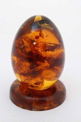 An Amber Model Of An Egg With Inclusions On A Circular