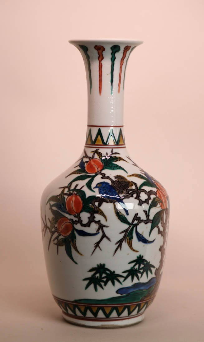 Japanese Ku Kutani Porcelain Vase - Bird Auction