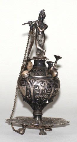 Indian Figural Silver Water Pipe