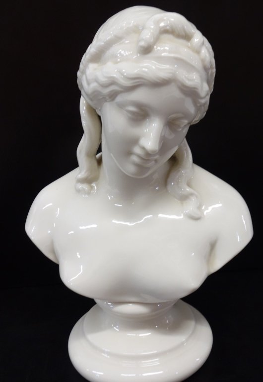 Belleek woman bust of sorrow porcelain statue