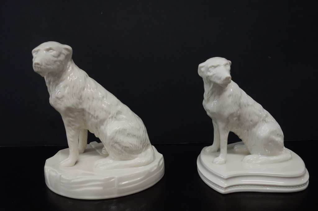 2 Belleek Irish Wolfhound statues