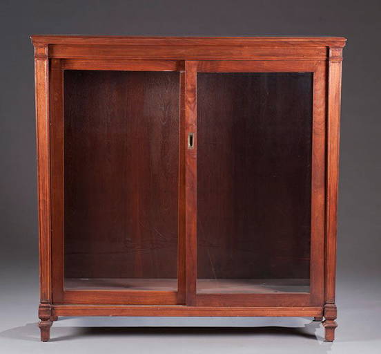 Mahogany Glass Front Bookcase, Sliding Glass Doors