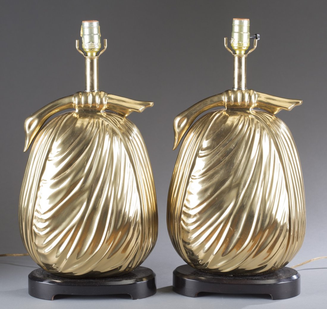 Pair Of Polished Brass Lamp Bases