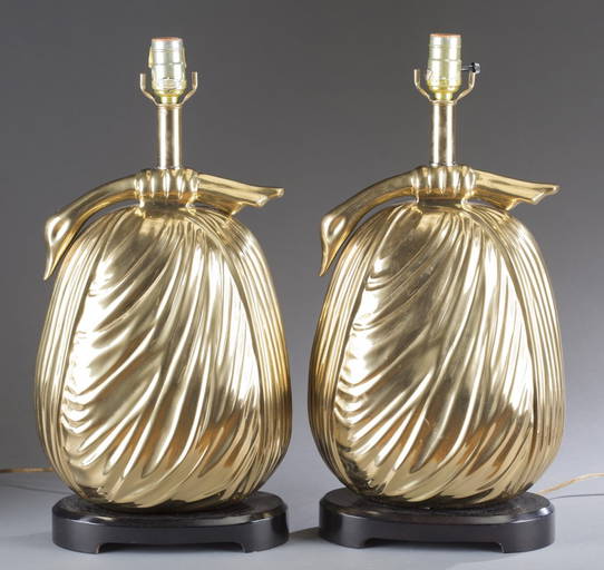 Pair Of Polished Brass Lamp Bases