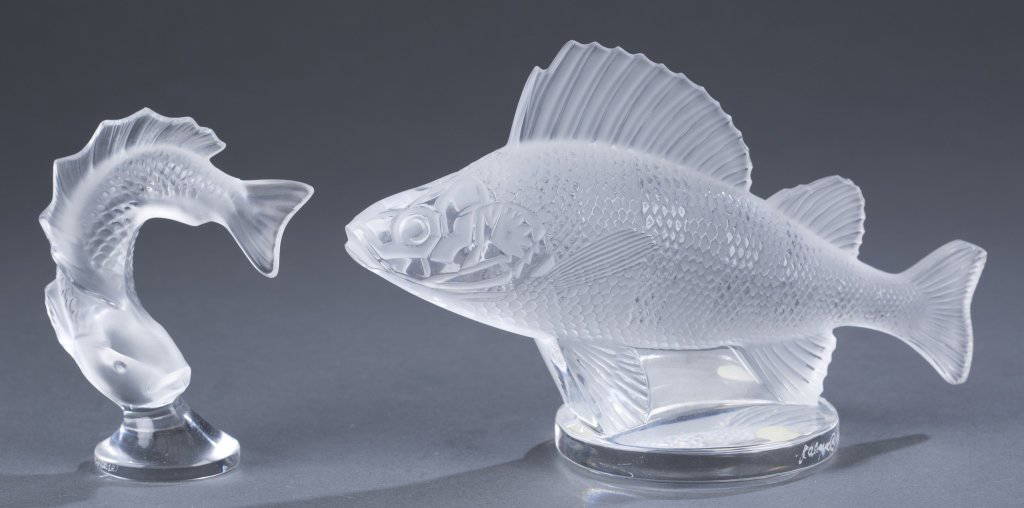 Two Lalique Fish Paperweights