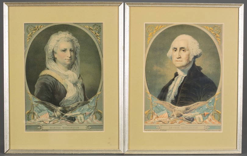 George & Martha Washington Chromolithograph Prints