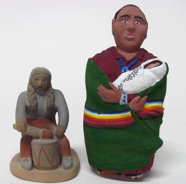Two Polychrome Native American Figures.