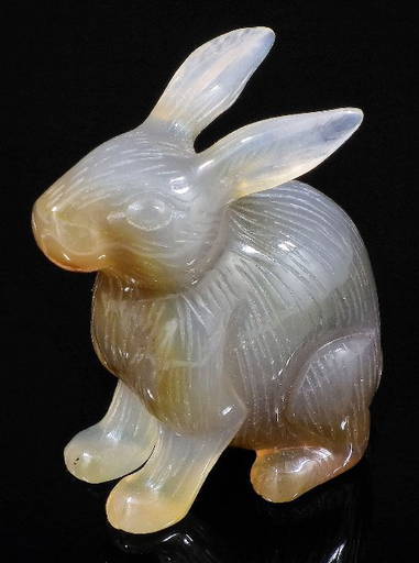 A Chinese Agate Carving Of A Seated Rabbit, 2.125i