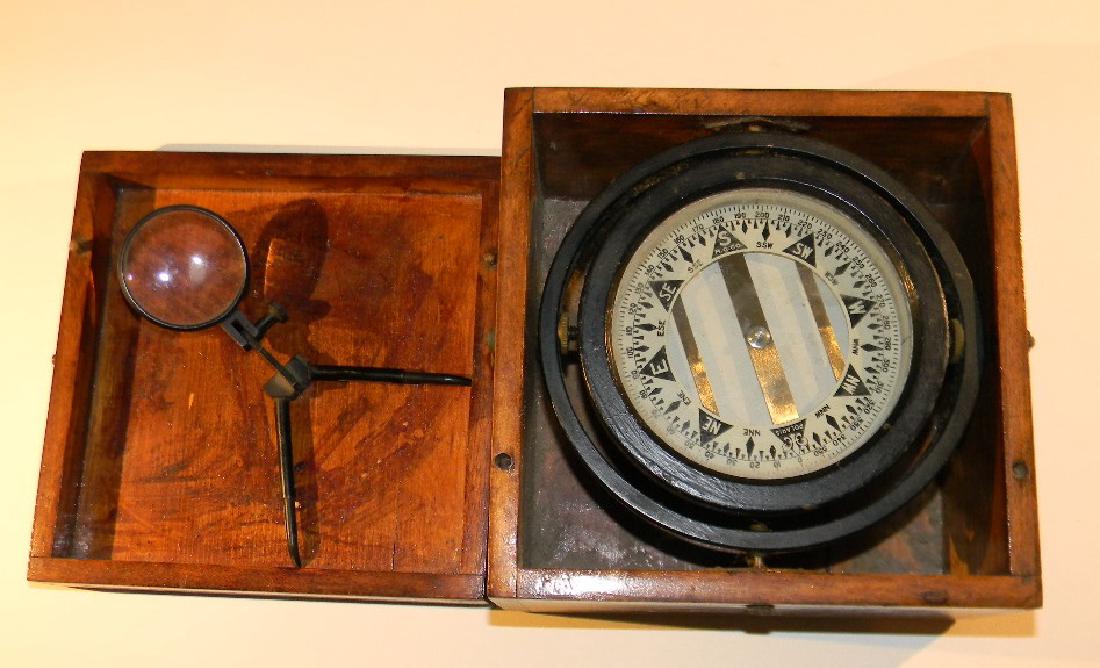 Antique Polaris Ship Compass In Wood Box