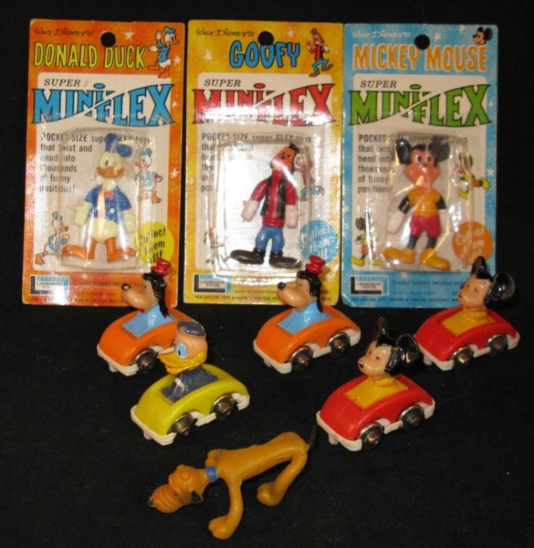 Vintage 1968 Walt Disney Mini-Flex Figurines Cars