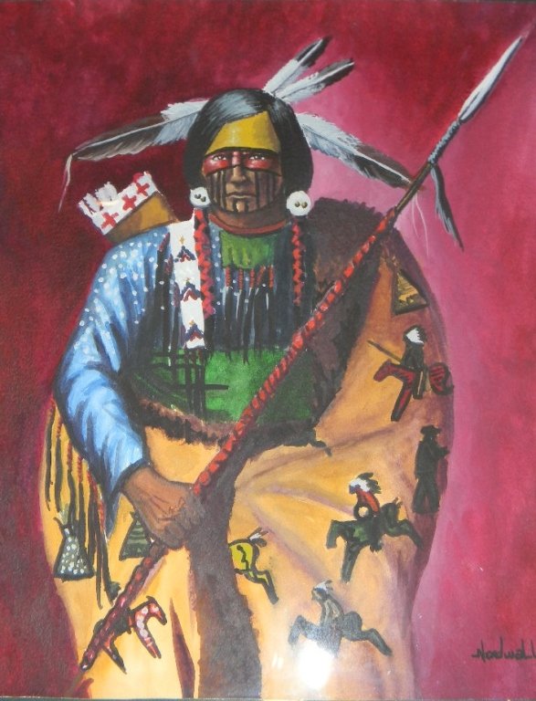 RAYMOND NORDWALL WATERCOLOR NATIVE AMERICAN INDIAN